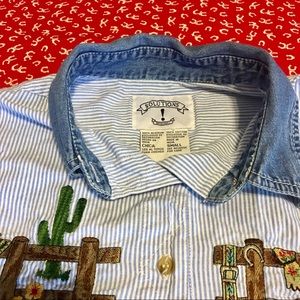 Solutions | Tops | Desert Ranch Scene Embroidered Western Shirt | Poshmark